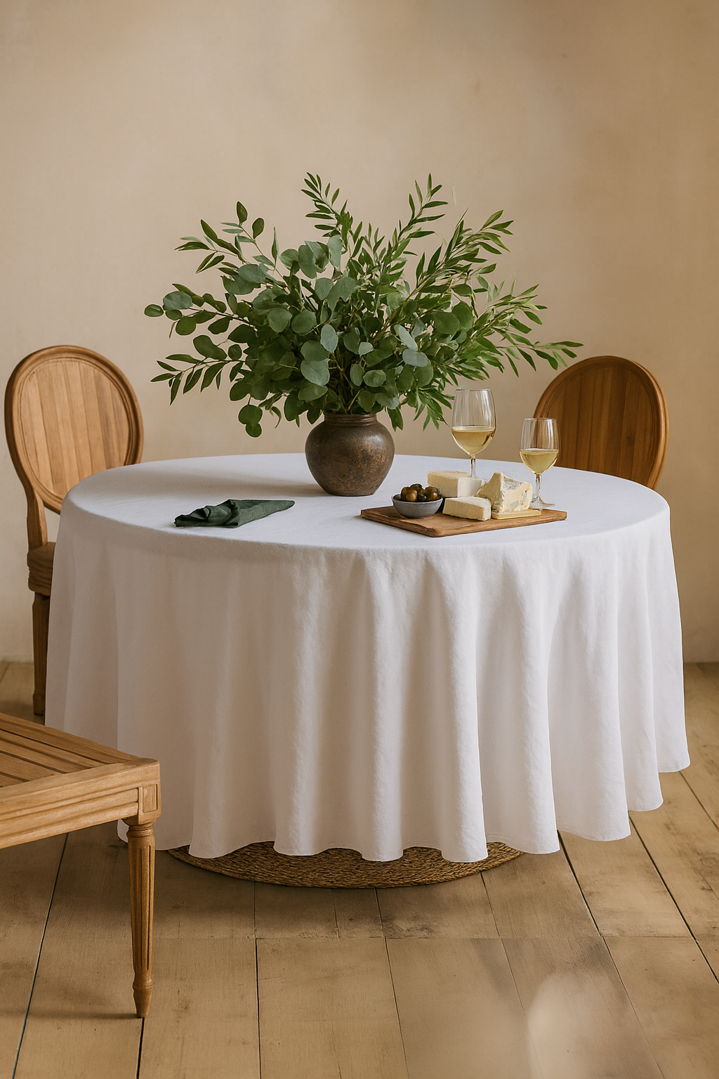 Pure Linen Tablecloth 150cm Round - White – Mama and Tochter